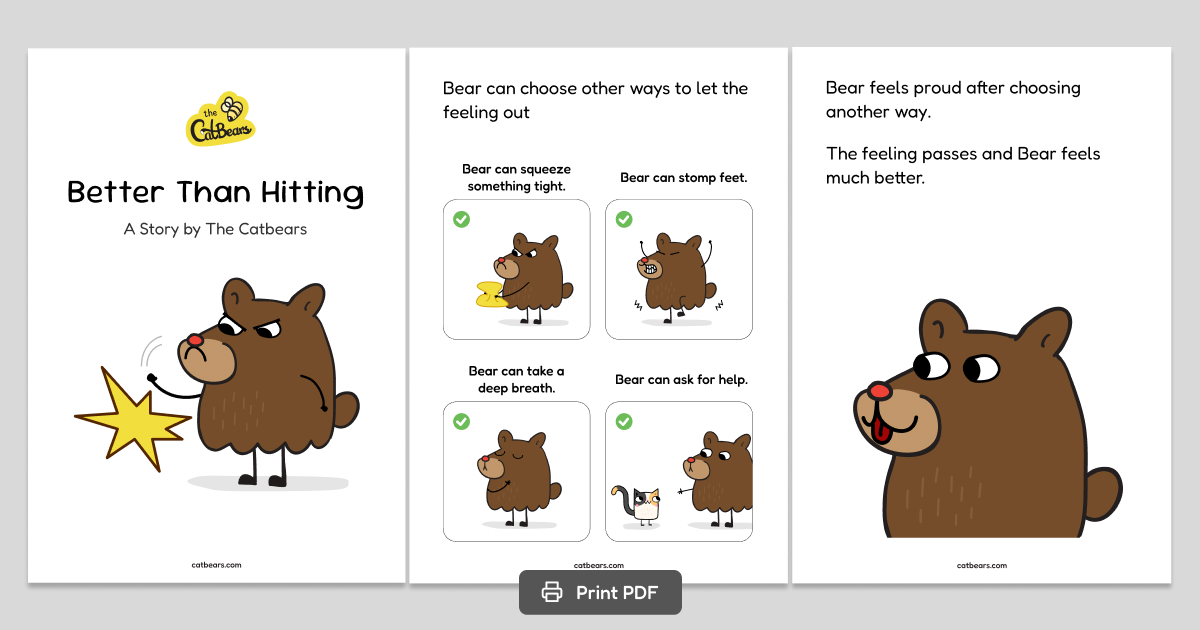 No Hitting Social Story PDF Free Printable | Catbears | The Catbears